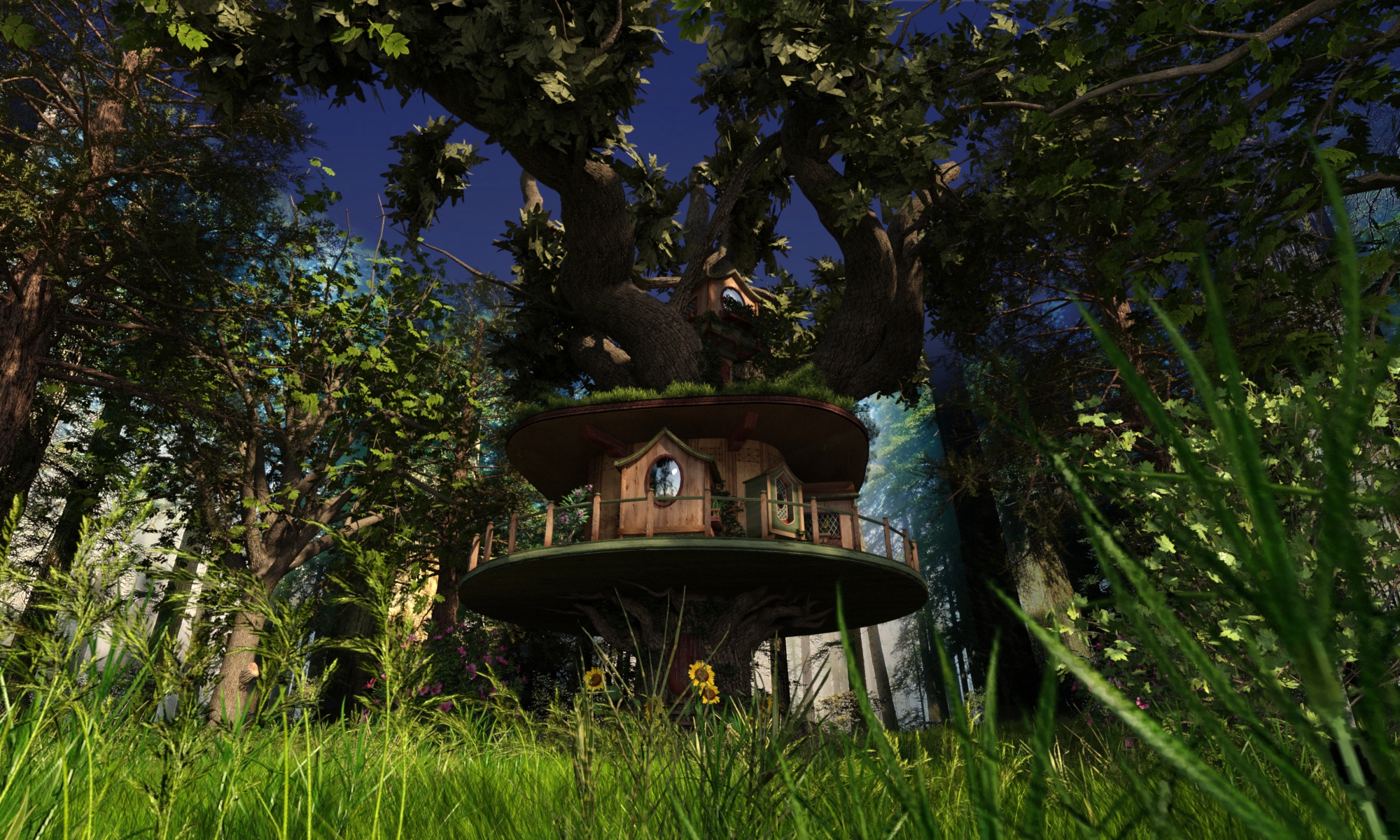 Magix TreeHouse and Wildflower Forest for Sky-Ray Worlds | Daz 3D